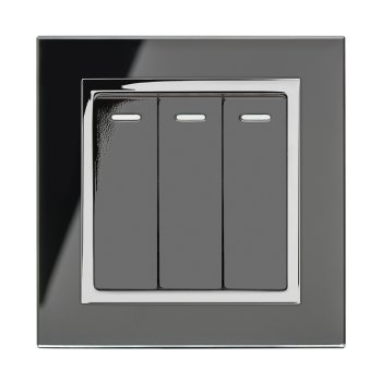 Retrotouch Crystal 3 Gang Retractive/Pulse Light Switch with Black ...