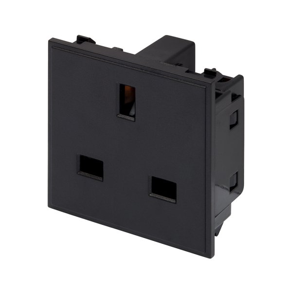 Retrotouch Black 13A Socket Module - 50x50mm (09019) | UKES