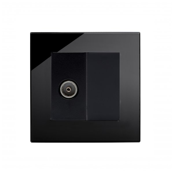 Retrotouch Crystal Black Plain Glass TV Socket (04079) | UKES