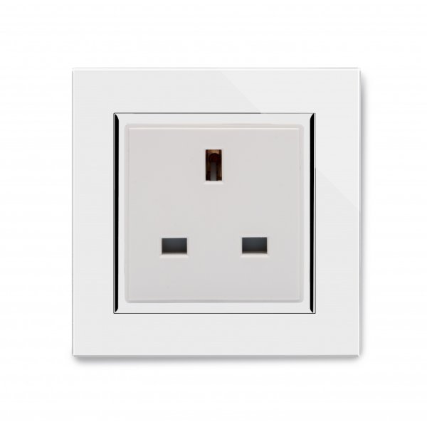 Retrotouch Crystal White Chrome Trim 13A Single Socket (04041) | UKES