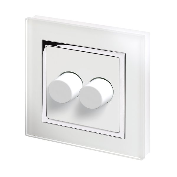 Retrotouch Crystal White 2 Gang 2 Way Dimmer Switch (02060-SM) | UKES