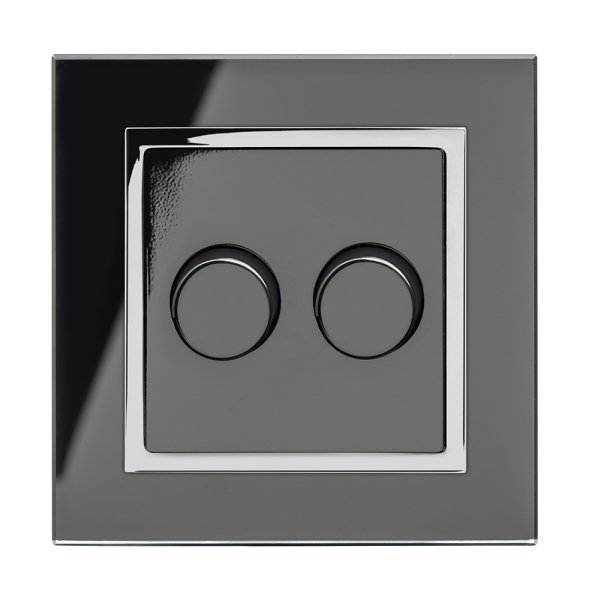 Retrotouch Crystal Black Chrome Trim 2 Gang 2 Way Rotary Intelligent ...