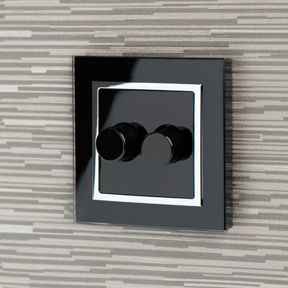 Retrotouch Crystal Black Chrome Trim 2 Gang 2 Way Rotary Intelligent ...