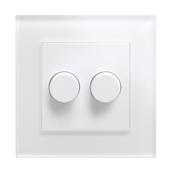 Retrotouch Crystal White 2 Gang 2 Way Dimmer Switch (02062-SM) | UKES