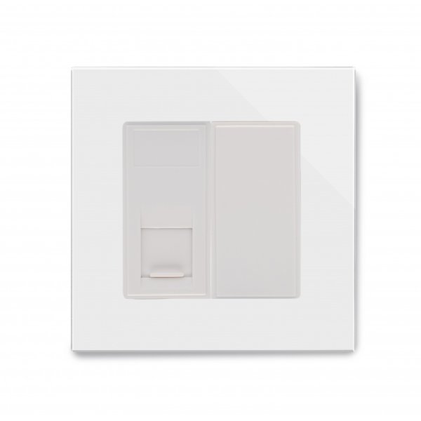 Retrotouch Crystal White Plain Glass Single CAT5E Socket | UKES