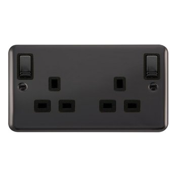 Click Deco Plus Black Nickel 2 Gang 13A Double Pole Ingot Switched ...
