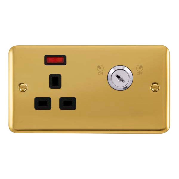 Click Deco Plus Polished Brass 1 Gang 13A Double Pole Key Lockable ...