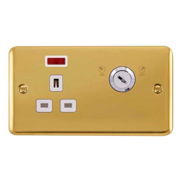Click Deco Plus Polished Brass 1 Gang 13A Double Pole Key Lockable ...