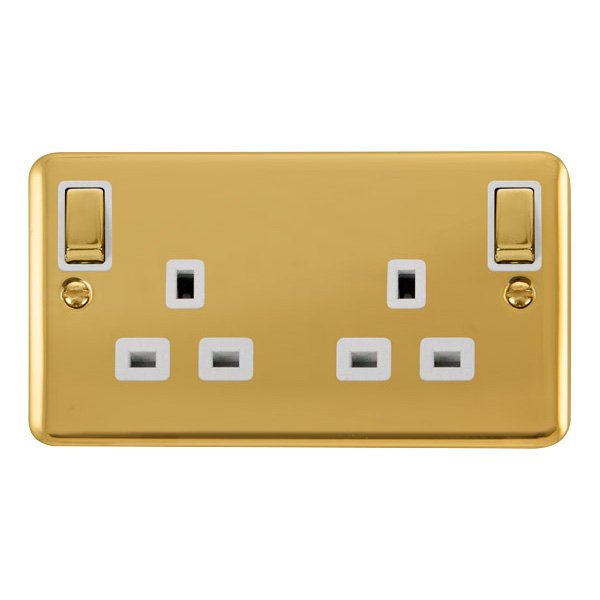 Click Deco Plus Polished Brass 2 Gang 13A Double Pole Ingot Switched ...