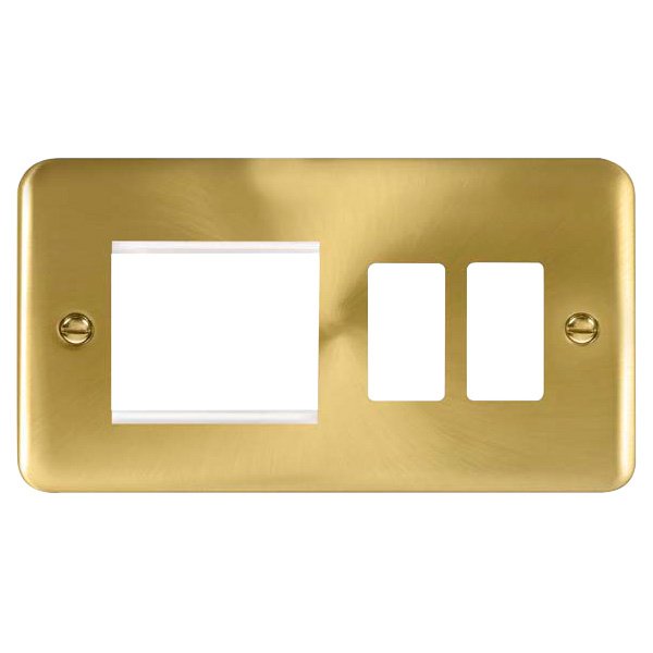 Click Deco Plus Satin Brass 2 Gang GridPro and Twin New Media Aperture ...