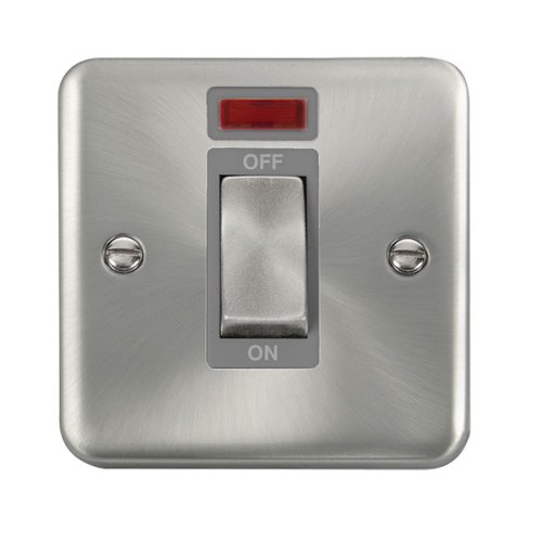 Click Deco Plus Satin Chrome 50A Double Pole Ingot Switch with Neon ...