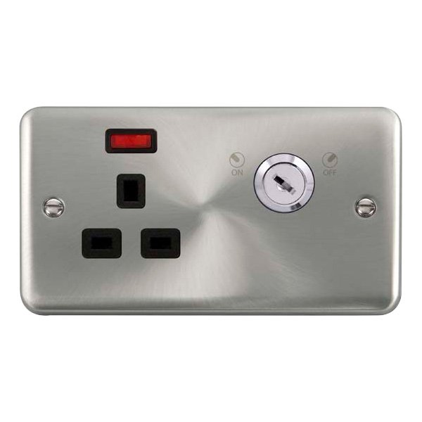 Click Deco Plus Satin Chrome 1 Gang 13A Double Pole Key Lockable Ingot ...