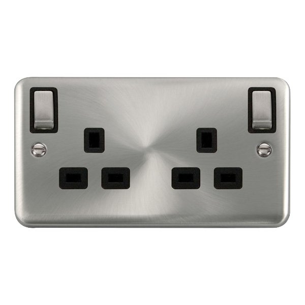 Click Deco Plus Satin Chrome 2 Gang 13A Double Pole Ingot Switched ...