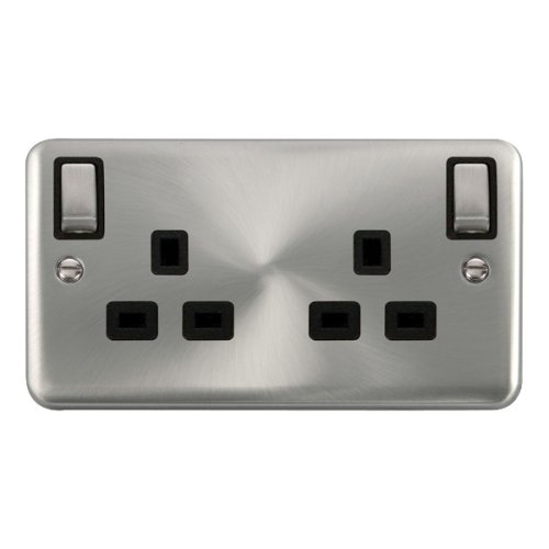 Click Deco Plus Satin Chrome 2 Gang 13A Double Pole Ingot Switched ...