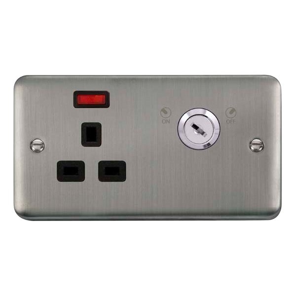 Click Deco Plus Stainless Steel 1 Gang 13A Double Pole Key Lockable ...