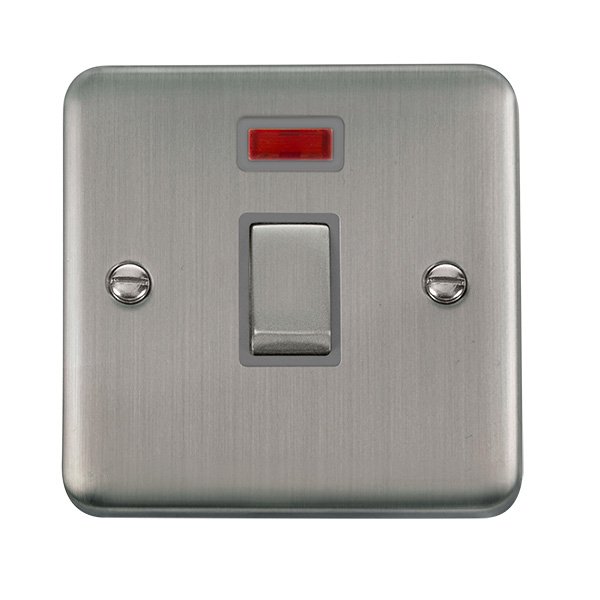 Click Deco Plus Stainless Steel 20A Double Pole Ingot Switch with Neon ...