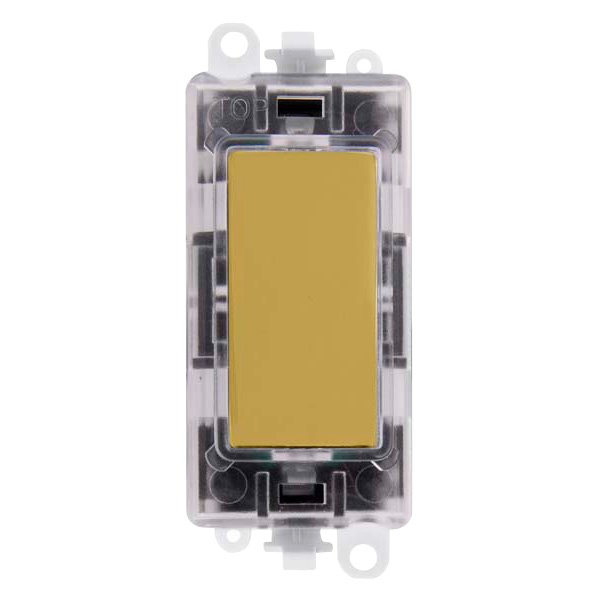 Click GridPro Polished Brass 250V~ Illuminated Blank Module with Green ...