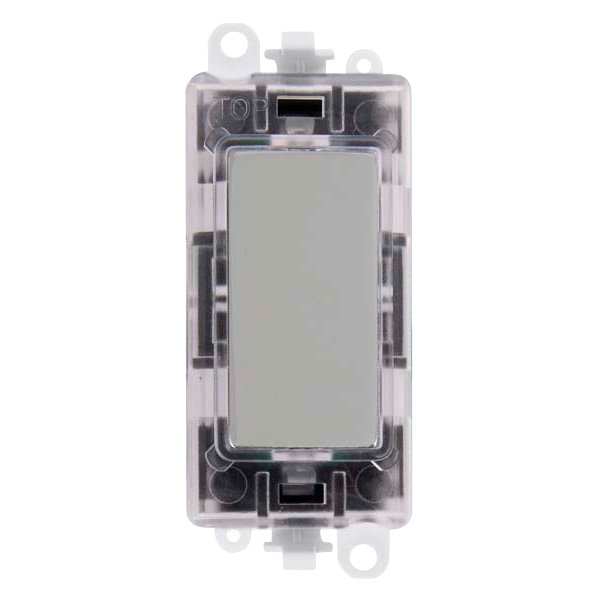 Click GridPro Polished Chrome 250V~ Illuminated Blank Module with Green ...