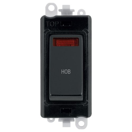 Click GridPro Matt Black 20AX Double Pole Hob Switch Module with Neon ...