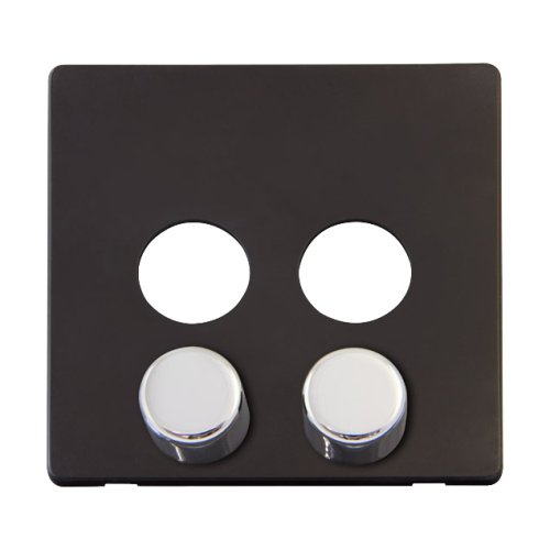 Click Definity Matt Black 2 Gang Dimmer Cover Plate with Polished ...