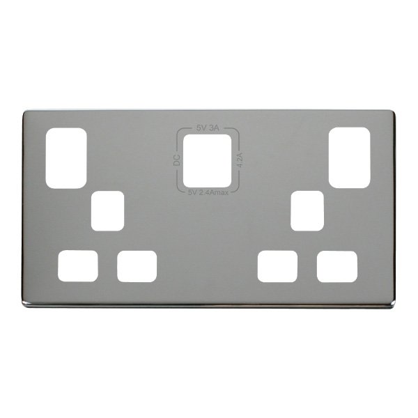 Click Definity Polished Chrome 2 Gang 13A Switched Safety Shutter ...