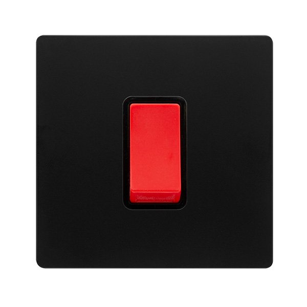 Click Definity Complete Matt Black 50A Double Pole Switch with Red ...