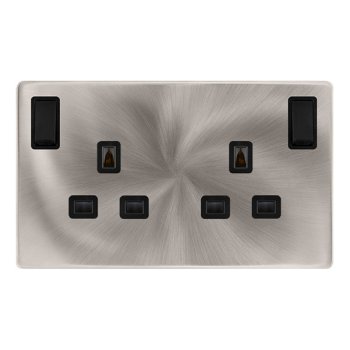 Click Definity Complete Brushed Stainless 2 Gang 13A Double Pole Ingot ...