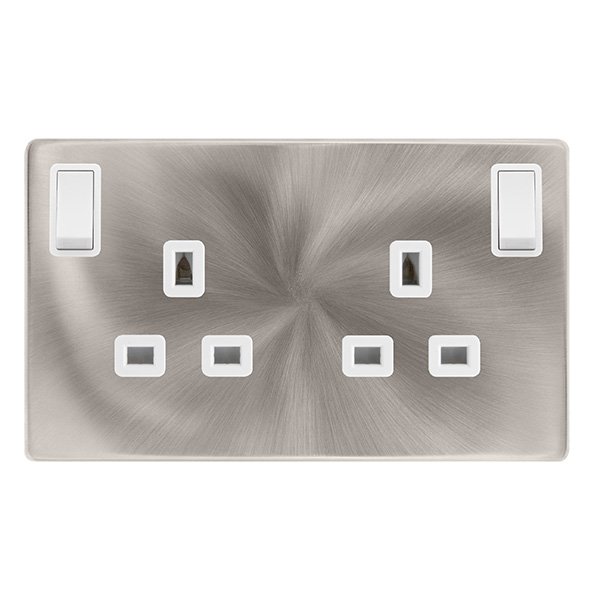 Click Definity Complete Brushed Stainless 2 Gang 13A Double Pole Ingot ...