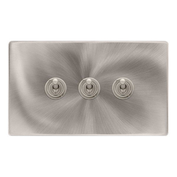 Click Definity Complete Brushed Stainless 3 Gang 2 Way 10AX Toggle ...