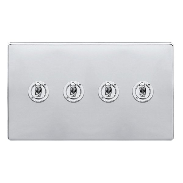Click Definity Complete Polished Chrome 4 Gang 2 Way 10AX Toggle Switch ...