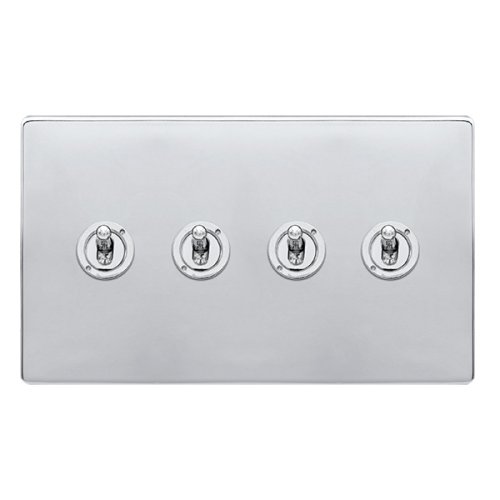 Click Definity Complete Polished Chrome 4 Gang 2 Way 10AX Toggle Switch ...