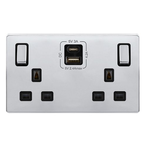 Click Definity Complete Polished Chrome 2 Gang 13A Ingot Switched ...