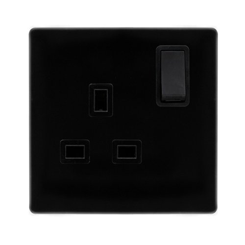 Click Definity Complete Metal Black 1 Gang 13A Double Pole Switched ...