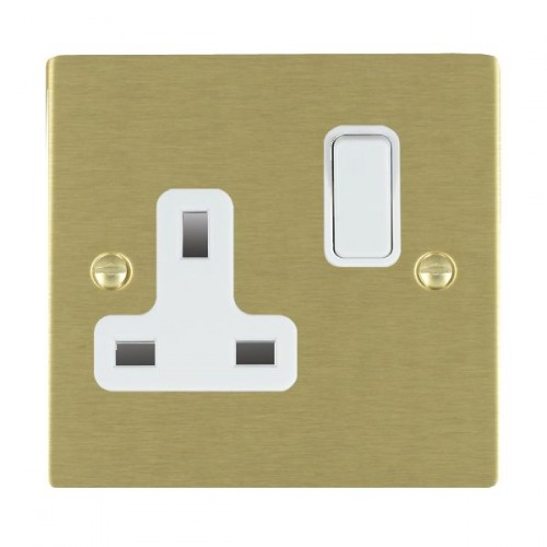 Hamilton Sheer Satin Brass 1 Gang 13A Double Pole Switched Socket with ...