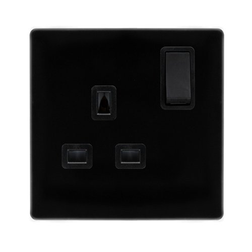 Click Definity Complete Metal Black 1 Gang 13A Double Pole Switched ...