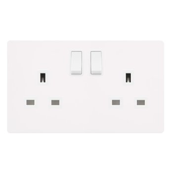 Click Definity Complete Metal White 2 Gang 13A Double Pole Switched ...