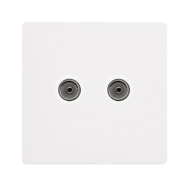Click Definity Complete Metal White 2 Gang Non-Isolated Coaxial Outlet ...
