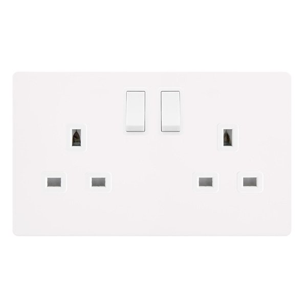 Click Definity Complete Metal White 2 Gang 13A Double Pole Switched ...