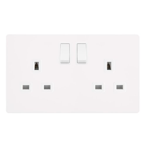 Click Definity Complete Metal White 2 Gang 13A Double Pole Switched ...