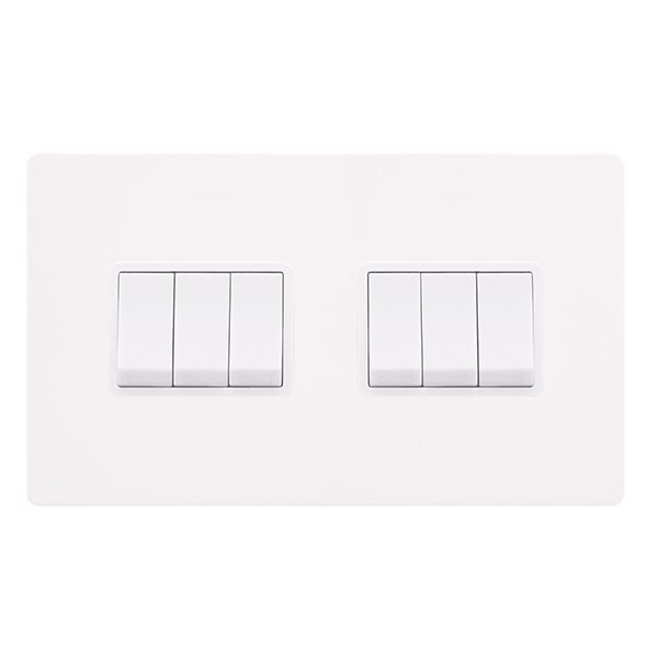 Click Definity Complete Metal White 6 Gang 2 Way 10AX Switch with Polar ...