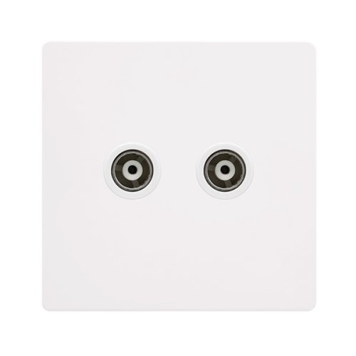 Click Definity Complete Metal White 2 Gang Isolated Coaxial Socket with ...