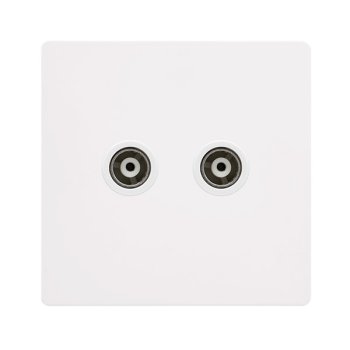 Click Definity Complete Metal White 2 Gang Isolated Coaxial Socket with ...