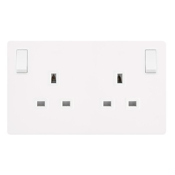 Click Definity Complete Metal White 2 Gang 13A Double Pole Switched ...