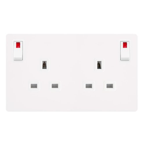 Click Definity Complete Metal White 2 Gang 13a Double Pole Switched