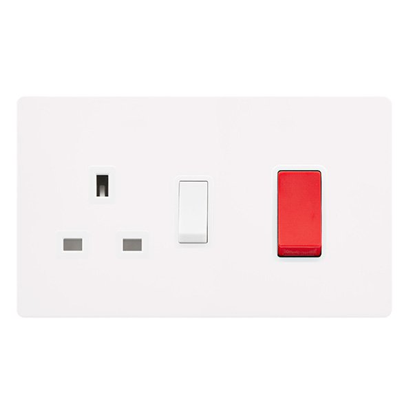 Click Definity Complete Metal White 50a Double Pole Cooker Switch And