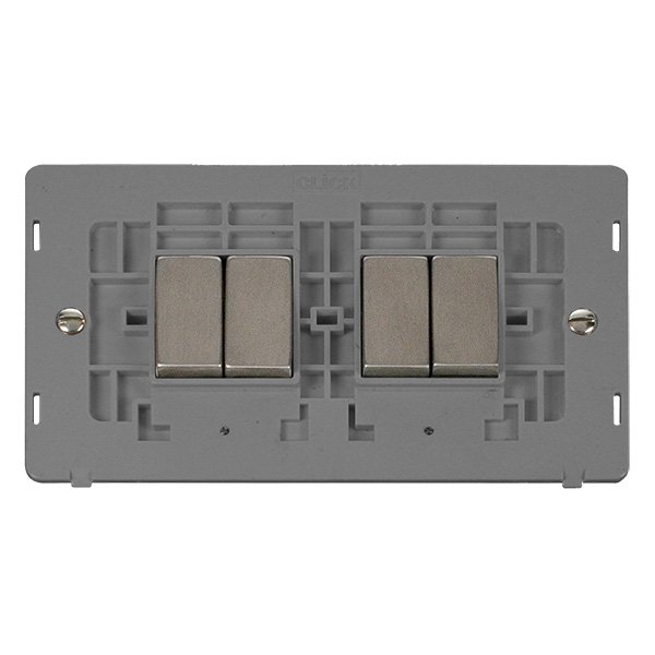 Click Definity Grey 4 Gang 2 Way 10AX Ingot Switch Insert with ...