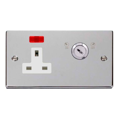 Click Deco Victorian Polished Chrome 1 Gang 13A Double Pole Key ...