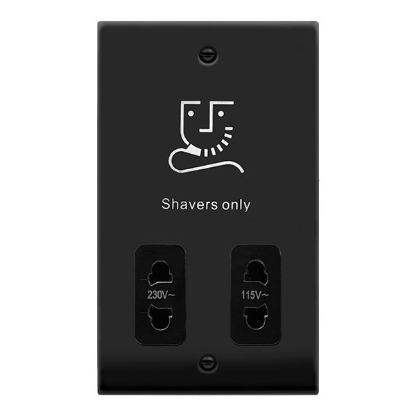 Click Deco Victorian Matt Black 115/230V Dual Voltage Shaver Socket ...