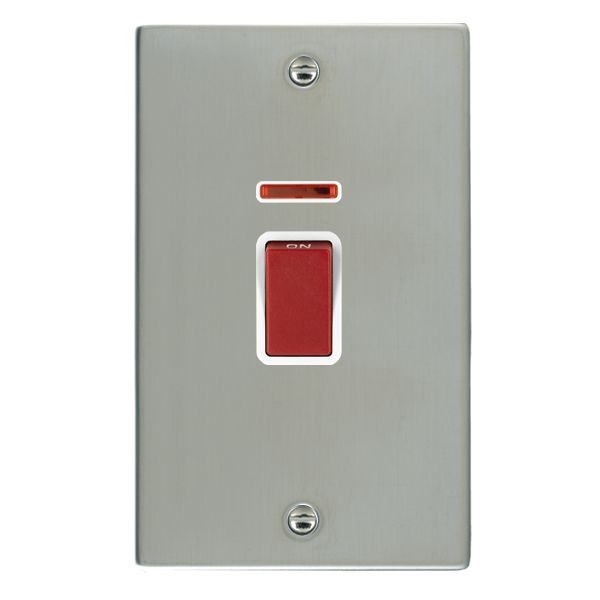 Hamilton Sheer Bright Steel 45A Vertical Double Pole Switch and Neon ...