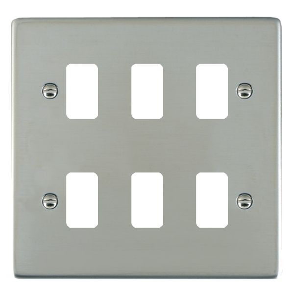 Hamilton Sheer Bright Steel 6 Gang Grid Fix Aperture Plate with Grid | UKES